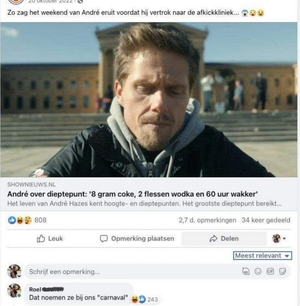 Roel zet André Hazes geniaal te kakken in een reactie om 'dieptepunt'!